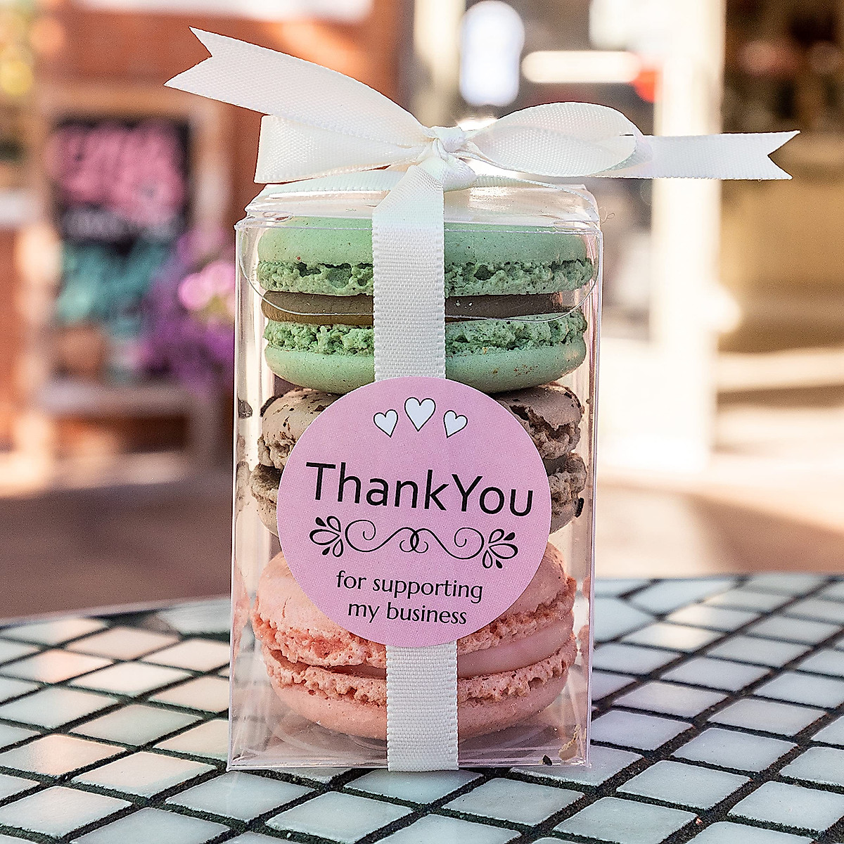 Gazelle Thank You Stickers Roll for Packaging, Bags, Greeting Cards, and Receipts - 500 Thank You for Supporting My Business Stickers - 1.5'' Stickers Designed with Soy-Based Eco-Friendly Ink (Pink)