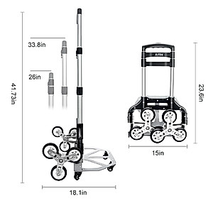 RJTEK 180 lbs Hand Truck Stair Climber Folding Grocery Cart Dolly cart Hand Truck Dolly Stair Climbing cart Heavy-Duty Lightweight Trolley