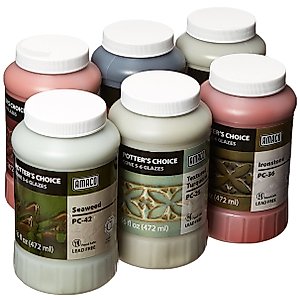 AMACO Potters Choice Lead-Free Glaze Set - B, 1 pt, Assorted Colors, Set of 6 - 39219X