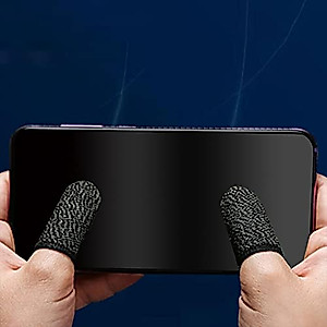 Dingspeciall Store Mobile Phone Gaming Sweat Proof Finger Cover 2PCS Fingertip Gloves Game Black+white