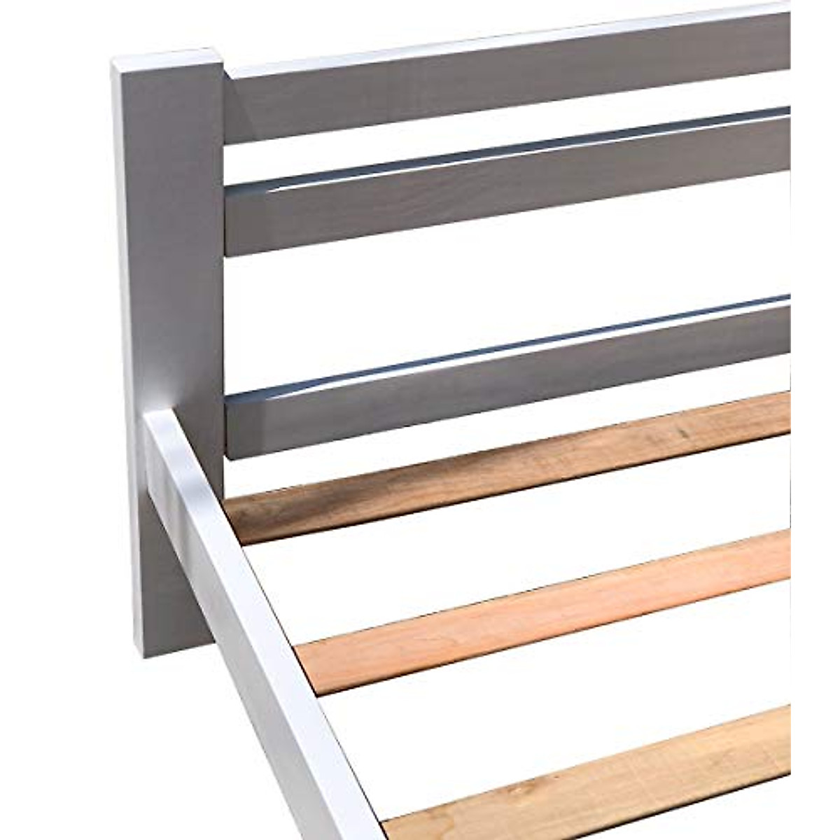 Amazonas Twin XL Size Bed Frame Solid Pine Wood and Hardwood Slats Support White Finish Wooden White Kids Bed Single Suitable for Boys Girls Teen Bedroom Wooden Bed Frame