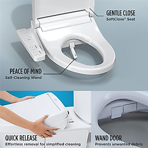 TOTO SW3023#01 Round Bidet Toilet Seat Bundle with Drake 1.28 GPF Toilet CST775CEFG#01 Cotton White