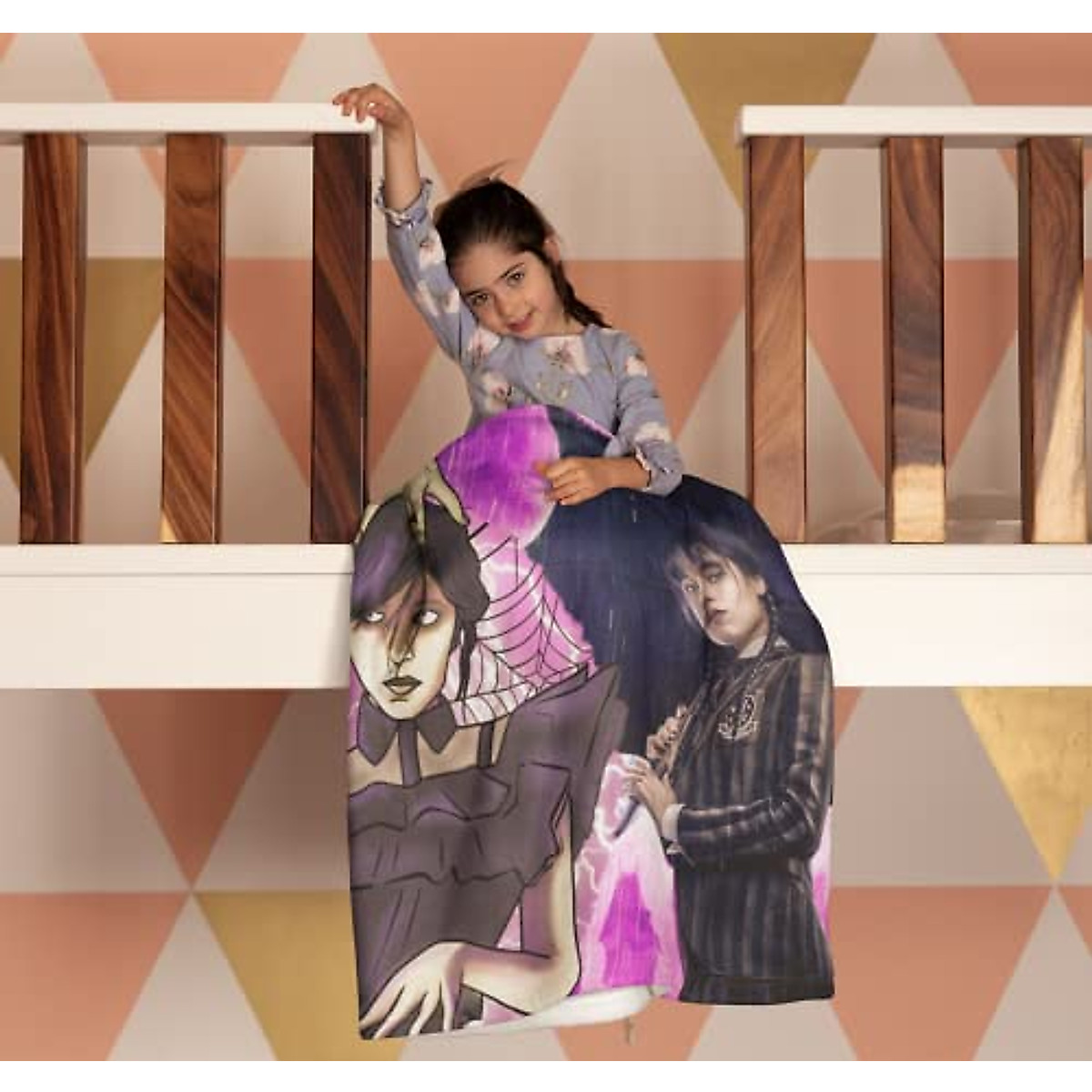 50X60 inches Wednesday Flannel Blanket, 350g/m² Addams Soft Throws Blanket Air Conditioner Sofa Bed Blankets, Movie Bedding Throw 3D Printed Blanket