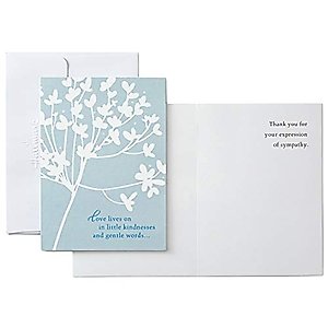 Hallmark Pack of 20 Thank You for Your Sympathy Cards, Cherry Blossom (Funeral Thank You Cards)