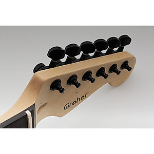 Musiclily Pro 6 inline Guitar Locking Tuners 6R String Tuning Pegs Keys Machine Heads Set for Fender Stratocaster Strat Telecaster Tele Style Electric Guitar, Black