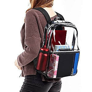 Neurora Heavy Duty Transparent Clear Backpack See Through Backpacks with Reinforced Strap for College Workplace