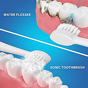 5 Count Replacement Flossing Toothbrush Heads for SF-01 / SF-02 / SF-03 / SF-04 - Compact - with Crystal Cap - White