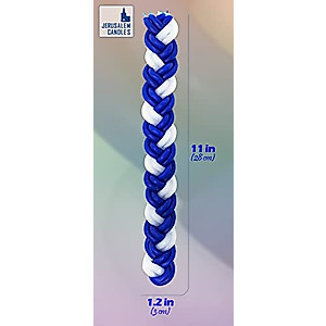 Jerusalem Candles Havdalah Candle - Braided Blue and White - Round Havdallah Candles - 2 Pack
