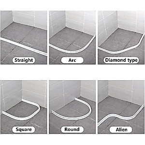 DFANCE Shower Threshold Water Dam Collapsible Bath Shower Barrier,Dry and Wet Separation Water ​Barrier for Bathroom Kitchen Sink and Keeps Water Inside Threshold,Black,2M/79in