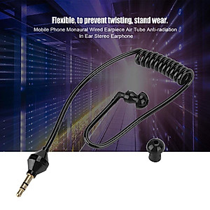 Hakeeta Single Earbud, Ear-Hook Earphone, Wired Earpiece, Spiral air Tube, in Ear, Lightweight, Monaural, Comfortable, Without Microphone, 3.5mm, for MP3 Phone Bluetooth, Black