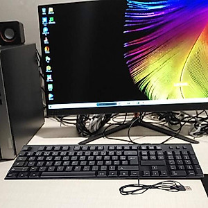 HEVIRGO 108Keys, Universal Keyboard,Wired Gaming Keyboard,Wired Keyboard, Multiple Languages Ergonomic USB Wired Keyboard for PC Laptop - Black A,Computer