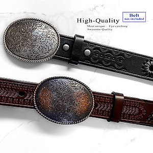 H8136 Western Floral Engraved Pattern Rope Edged Belt Buckle Fits 1-1/2"(38mm) Belt (Copper)