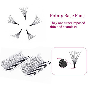 Lash Extension 10D 0.07 Premade Fans Eyelash Extensions D Curl Mix Tray Volume Short Stem (10D-0.07-D, 8-14mm Mix)