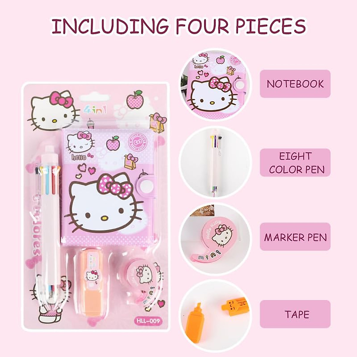 BOTYUG Cute Kawaii Pink Stationery Set, Back to School Supplies for Teen Girls, 10 Sheets of Letter Paper, First Day of School Gifts