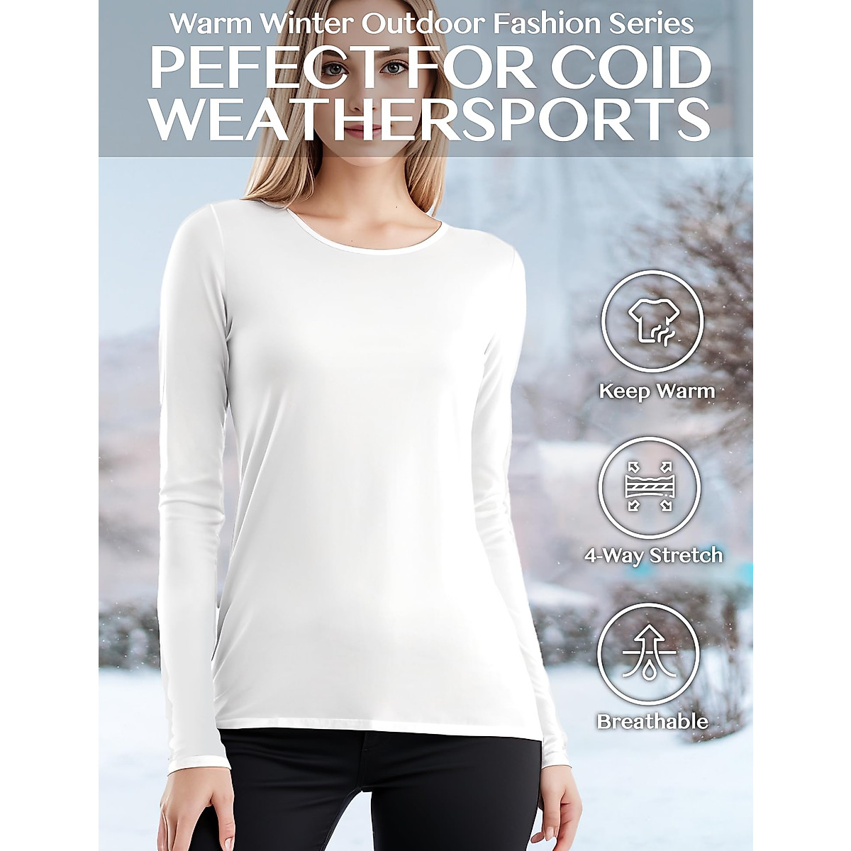 YOGINGO White Women's Thermal Underwear Top