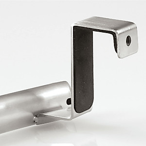 mDesign Steel Over Door Curved Towel Bar Storage, Hanger for Cabinet or Cupboard, Holder Rack for Kitchen, Bathroom - Holds Hand/Dish Towels, Washcloths - Spira Collection - 2 Pack - Brushed Chrome