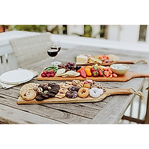 PICNIC TIME Disney Mickey Mouse & Minnie Mouse Artisan 24" Acacia Charcuterie Board with Raw Wood Edge, Cheese Board, Serving Platter, (Acacia Wood)