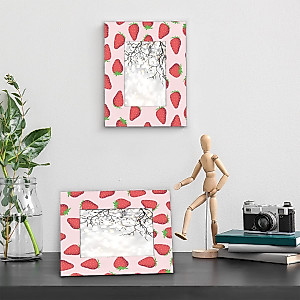 Pardick Red Strawberry 4x6 Picture Frame, Pink Wooden Photo Frames for Tabletop and Wall Display, Picture Frame Home Office Decor