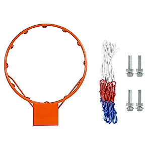 Aoneky Basketball Rim Replacement, Standard 18" Size Basketball Goal Hoop with Net - 14mm Orange