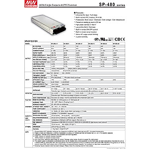 MW Mean Well SP-480-12 12V 40A 480W Single Output with PFC Function Power Supply