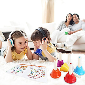 Handbells, Hand Bells Set 8 Note Musical Bells with Colorful Songbook for Toddlers Children Kids Adults School Church Classroom Wedding, by Vangoa