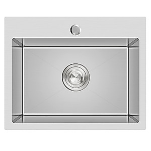 20-inch Drop in Kitchen Sink, TSIBOMU Stainless Steel Single Bowl Small Kitchen Sink Brushed Nickel, 20x16x9