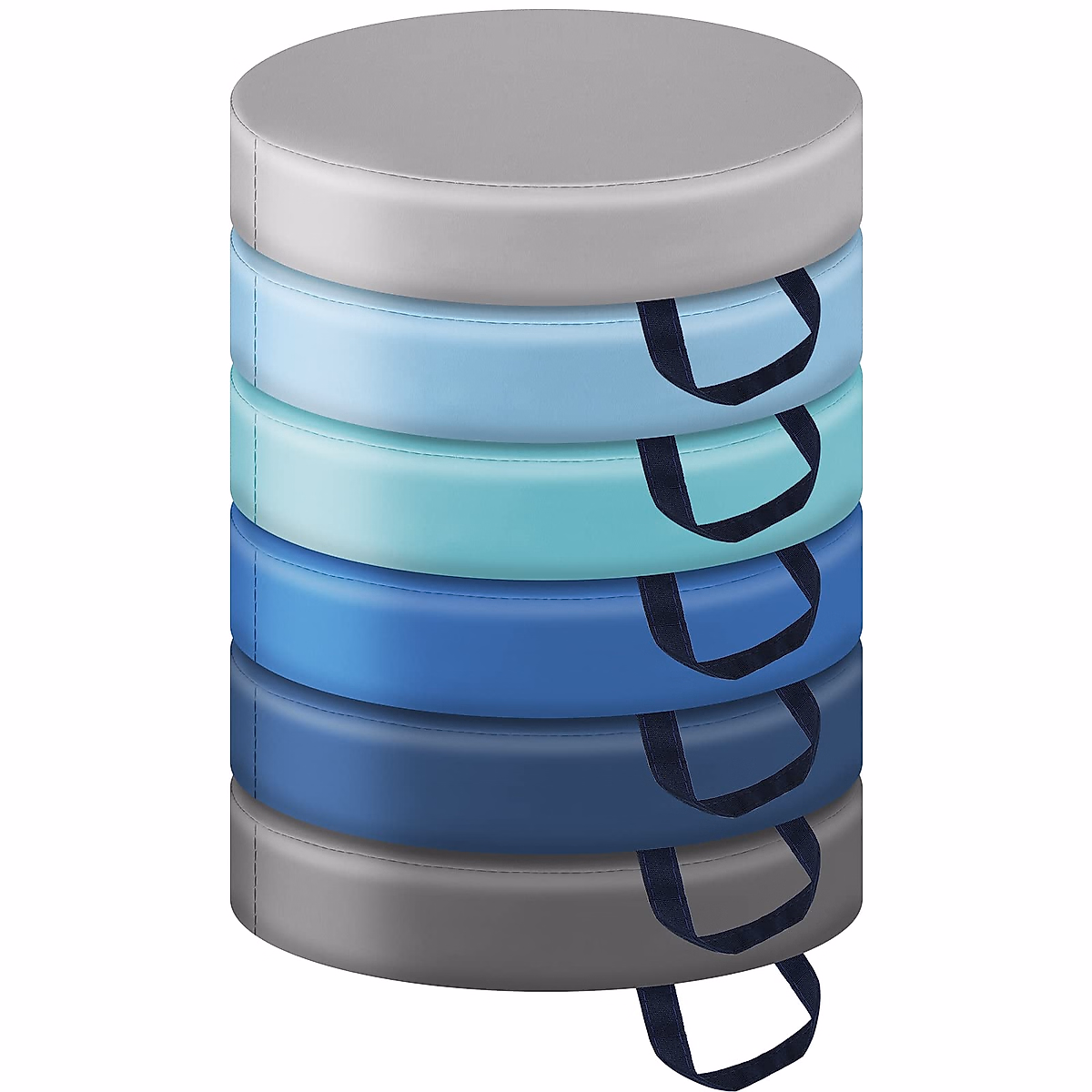 15 Inch Kids Floor Cushions with Handle Waterproof Circle Round Foam Cushion 2'' Thick Flexible Alternative Seating for Students Classroom Daycare Home Preschool Kindergarten (Pastel Color, 6 Pcs)