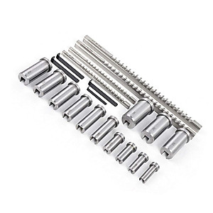 22 Pcs Keyway Broach Kit with Bushings and Shims Keyway Broach Set Collared Bushing Shim Sets Metric Size Set High Speed Steel CNC Metal Metalworking Industrial Tools for Lathe Metric Size Broaches