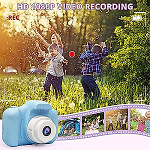 SVZIX Children's Digital Camera, Mini Dual Camera Rechargeable Children's Camera Gift, 3 to 9 Age Kids,8 Million high-Definition Video 2-inch Outdoor Game Screen (32GB Card/Blue)
