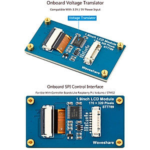 waveshare 1.9inch LCD Display Module 170×320 Resolution Screen, 262K RGB Display Color SPI Interface ST7789V2 Driver, Compatible with Arduino/Raspberry Pi / STM32, etc