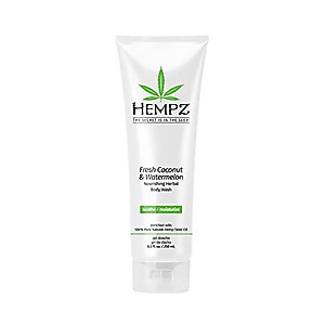 Hempz Fresh Coconut and Watermelon Nourishing Herbal Body Wash, 8.5 oz.- Scented Shower Gel, Bath Soap with Anti-Aging Serum for Youthful Skin - Fragranced Shower Cream with Chamomile - Vegan