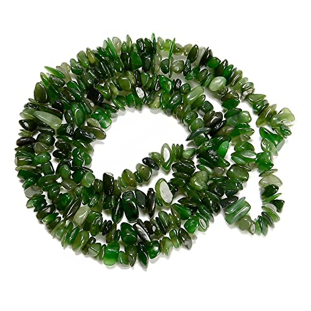 PLTbeads 7-8mm Natural Green Canada Jade Gemstone Chips Beads Healing Crystals Waist Bracelets Necklace Kit Irregular Stone DIY Crafts Design Jewelry Making
