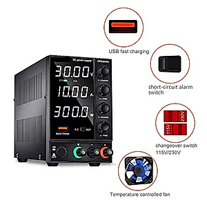 DC Power Supply Adjustable 4 Digit Lab Bench Power Source 30V 10A 60V 5A AC Switching Stabilized Power Supply(DPS605U 60V 5A)