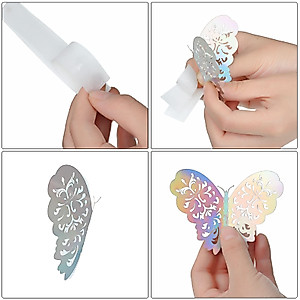 120 Pieces 5 Styles 3D Butterfly Birthday Party Decorations 3 Sizes Butterfly Wall Decals Sticker for Girls Baby Shower Weddings Themed Party (Holographic White)