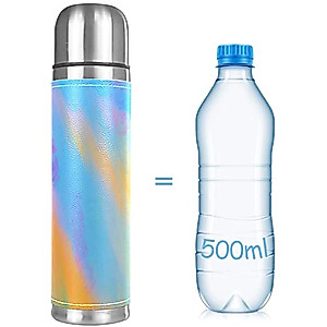 Stainless Steel Leather Vacuum Insulated Mug Psychedelic Thermos Water Bottle for Hot and Cold Drinks Kids Adults 16 Oz