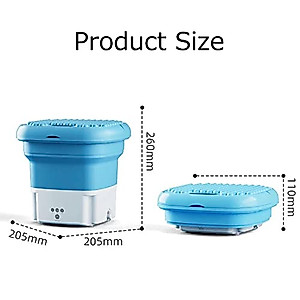 Matybobe Portable Washing Machine, Foldable Mini Washer with Forward and Reverse Pulsator Elution Dual Purpose, for Baby Clothes, Underwear or Small Items, Apartment Dorm, Camping, Travelling, Blue