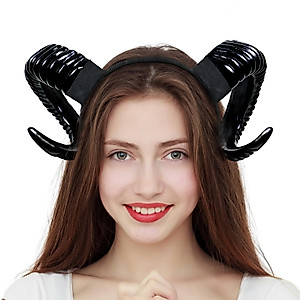 Orgoue Devil Horns Headband, Black Horns Headband Demon Horns Ram Horns Headband for Women Men for Halloween Costume Cosplay