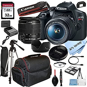 Canon EOS Rebel T7 DSLR Camera w/EF-S 18-55mm F/3.5-5.6 Zoom is II Lens + 32GB Memory + Case + Tripod (20pc Bundle) (Renewed)