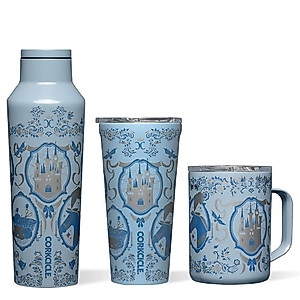 Corkcicle Disney Princess Cinderella Stainless Steel Travel Tumbler, Insulated Water Bottle with Lid, Spill Proof for Wine, Coffee, Tea, and Hot Cocoa,16 oz