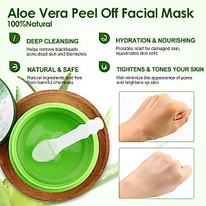 Holady Aloe Vera Peel Off Blackhead Remover Mask-Facial Mask-Peel off Face Masks-Aloe Vera Extract Facial Mask- Oil Control - Facial Moisturizing - Soothing & Moisture Skin…