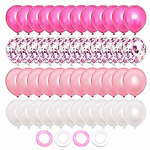 100 PCS 12" Latex Confetti Balloons for Wedding Baby Shower Birthday Decoration (Pink)