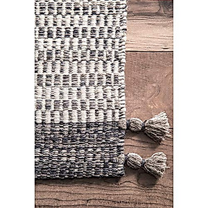 nuLOOM Jenson Braided Tassel Wool Area Rug, 6 ft x 9 ft, Grey