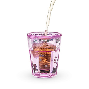 Blush Mermaid Glitter Shot Glasses, Sparkly Party Supplies For Cocktails, Stackable Shooters, 1.5 Oz, Set Of 3, Multicolor