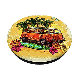 Hawaiian Vibes - Mini Van - Surf Board - Palm Trees - Hippie PopSockets PopGrip: Swappable Grip for Phones & Tablets