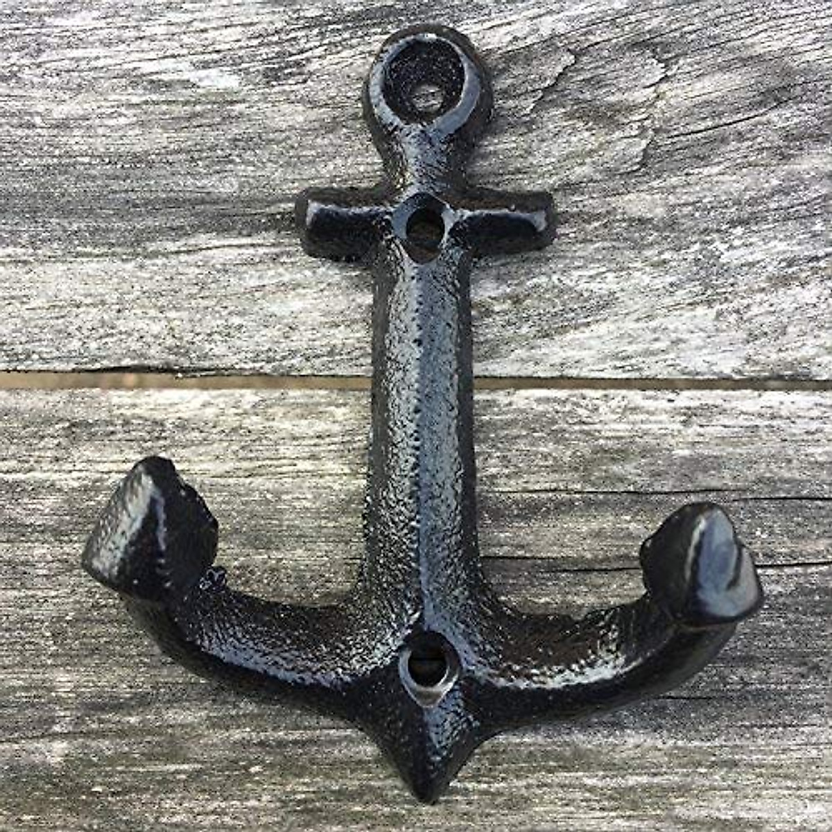 Facaler Nautical Cast Iron Ship Anchor Weathered Nautical Wall Hooks Coat Hook, Screws Included (5 PCS)