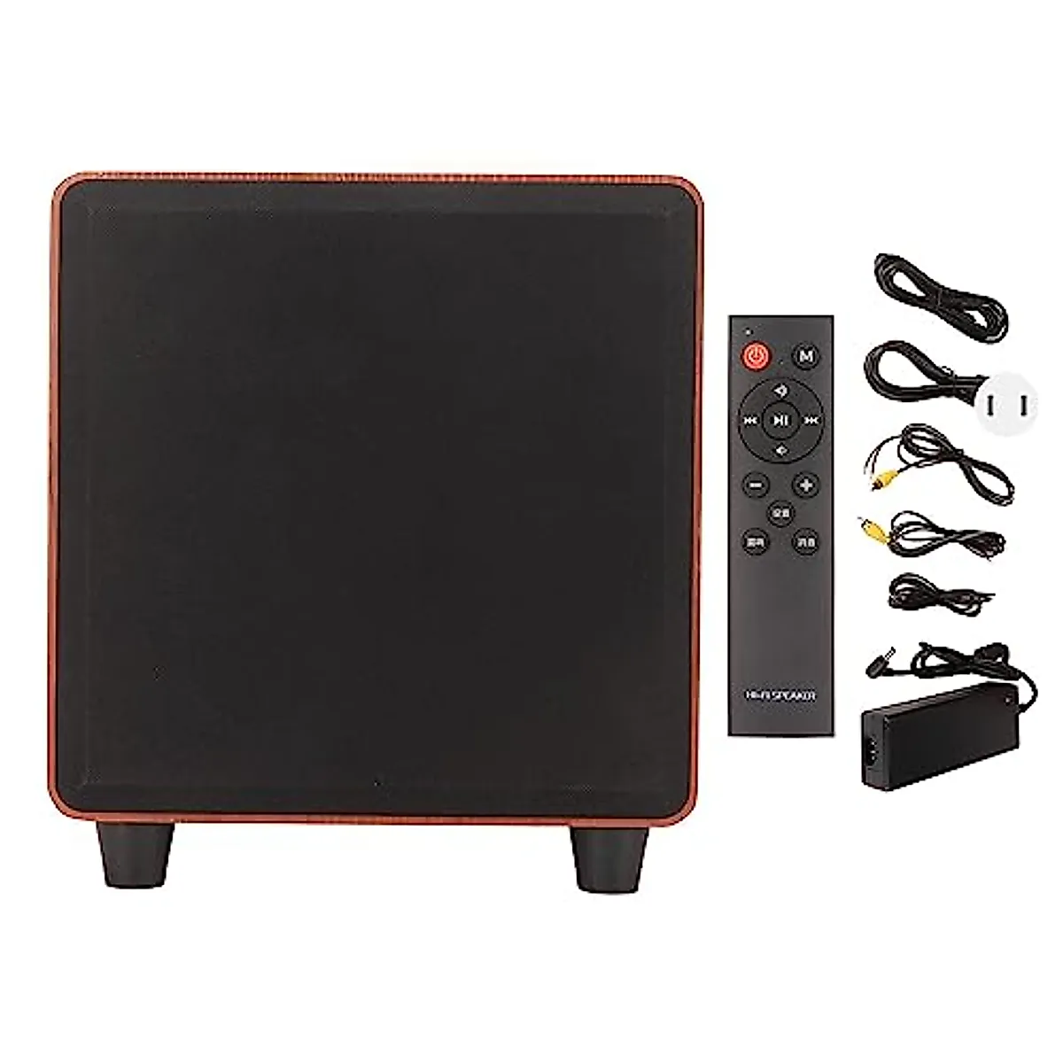 Luqeeg Subwoofer Speaker, 100‑240V Heat Dissipation 10 Inch Powered Subwoofer Easy Operation 300W Synthetic Fiber Wood for Indoor (US Plug), LUQEEG3GW6ZE2SHO-13