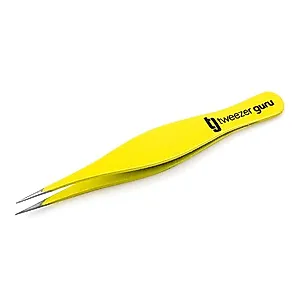 Tweezer Guru Pointed Tweezers - Sharp Precision Needle Nose Tip, Best Tweezers for Eyebrows and Ingrown Hair, Surgical Pointed for Blackheads & Splinters (Yellow)