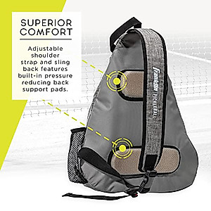 Franklin Sports Pickleball Bag - Men's and Women's Pickleball Backpack - Adjustable Sling Bag - Official Bag of U.S Open Pickleball Championships - Gray/Gray