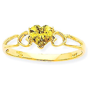 IceCarats 10K Yellow Gold Green Peridot Heart Love Ring Gemstone Band August Birthstone Jewelry Size 7