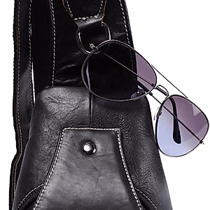 JOTONOXEN Mens Sling Bag Genuine Leather Chest Shoulder Backpack Cross Body, Water Resistant Anti Theft Shoulder Bags Chest backpack (Black)